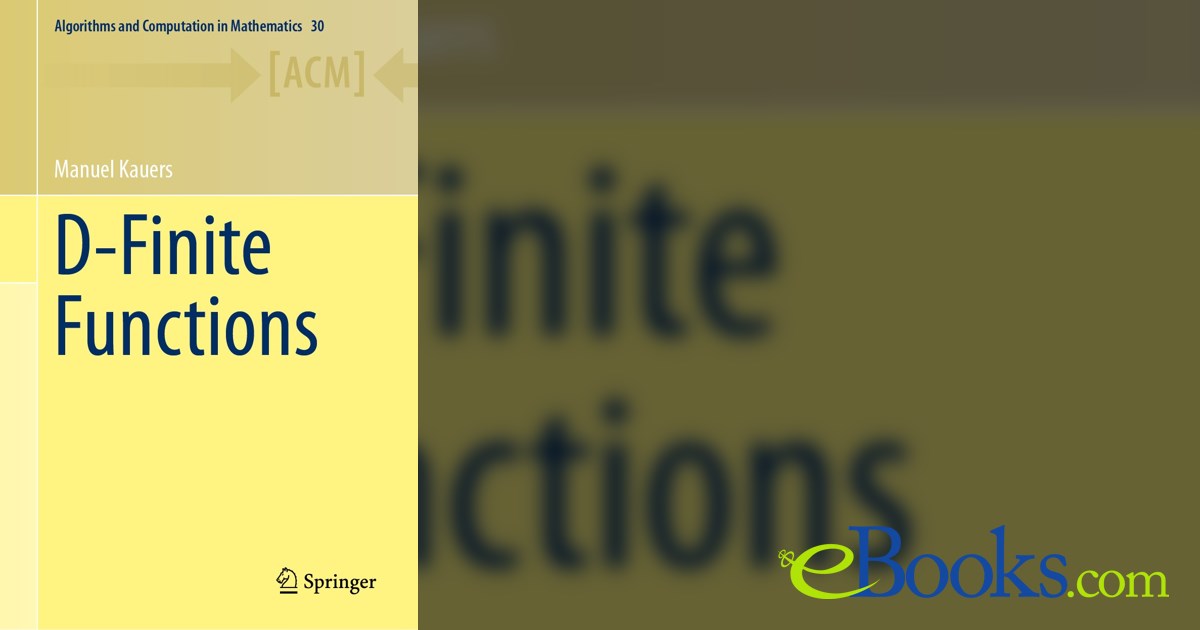 D-Finite Functions by Manuel Kauers (ebook)