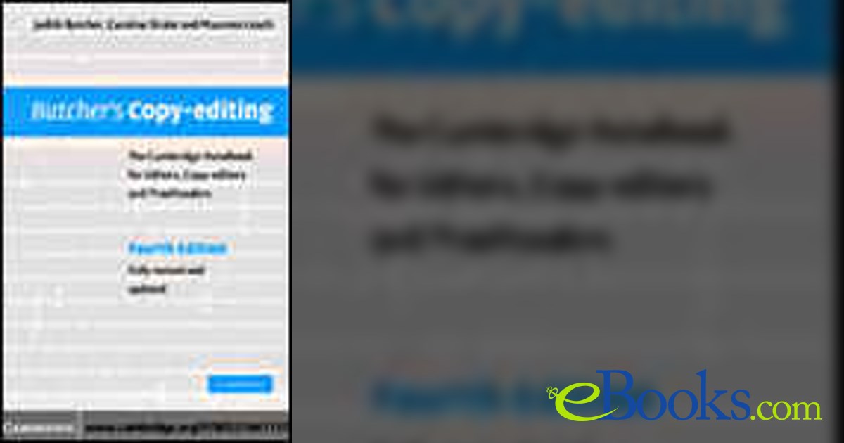 Butcher's Copy-editing (4th ed.) by Judith Butcher (ebook)