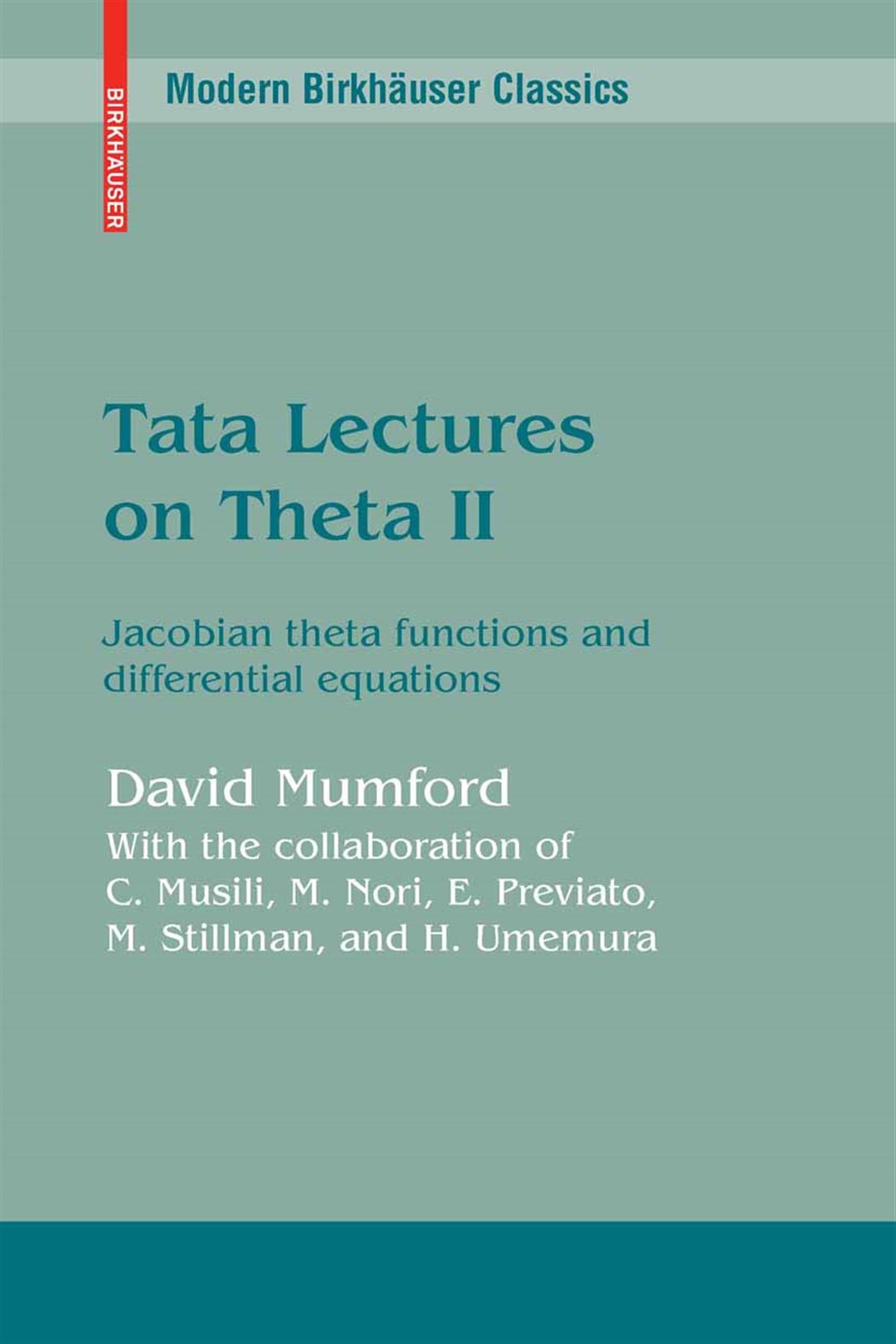 Tata Lectures on Theta II by David Mumford (ebook)