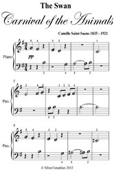 Swan Carnival of the Animals Beginner Piano Sheet Music